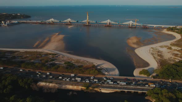 Aerial view of Tanzanite Bridge, Dar es salaam, Tanzania, Stock Footage