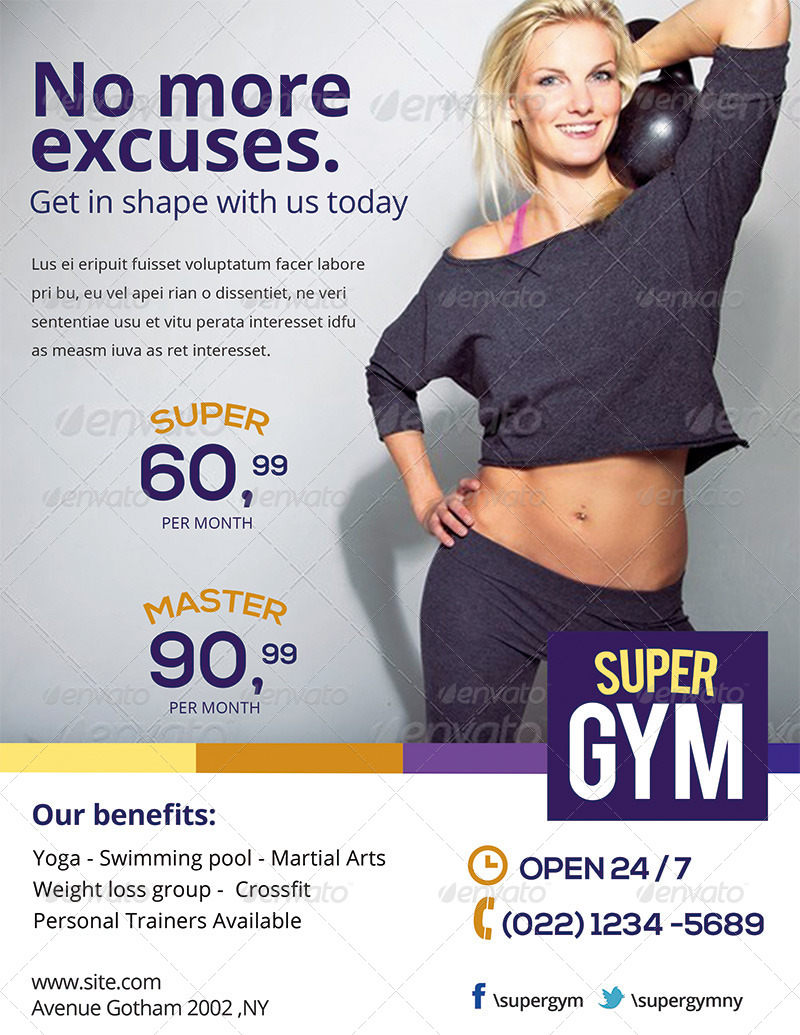 Gym / Fitness Flyers Pack, Print Templates | GraphicRiver