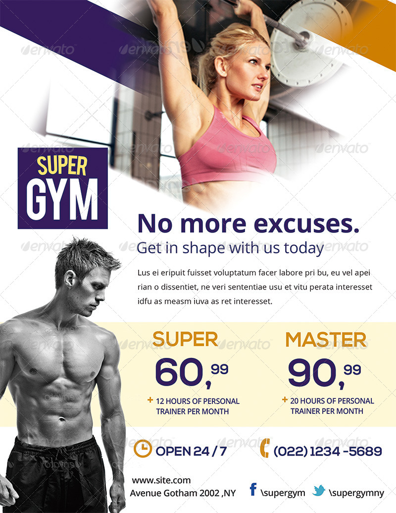 Gym / Fitness Flyers Pack, Print Templates | GraphicRiver