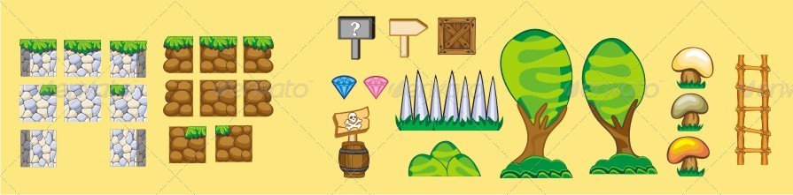 Platformer Game Tile Set 11, Game Assets | GraphicRiver
