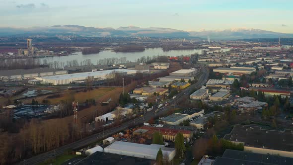 Aerial view of Delta, British Columbia in the early evening., Stock Footage