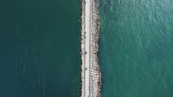 Aerial Drone View of a Breakwater, Stock Footage | VideoHive