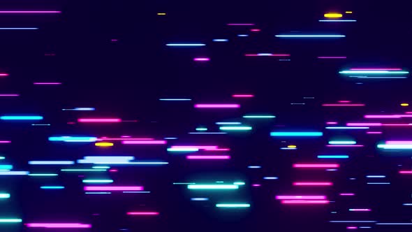 Rounded neon multicolored, looped animation, glowing horizontal lines ...