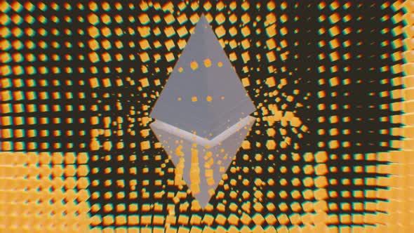 Ethereum ETH logo cryptocurrency icon animation mining, staking concept ...