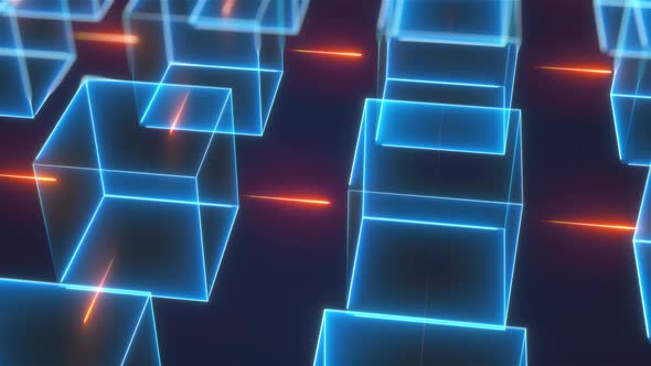 Connection Structure of Neon Cubes, Motion Graphics | VideoHive
