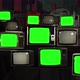 80s Retro TVs Turning On Green Screen., Stock Footage | VideoHive