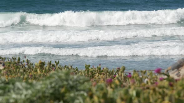 Big Blue Tide Waves on Beach California Shoreline USA, Stock Footage
