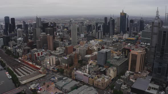 Drone Aerial View Of Melbourne City Skyline 3, Stock Footage | VideoHive