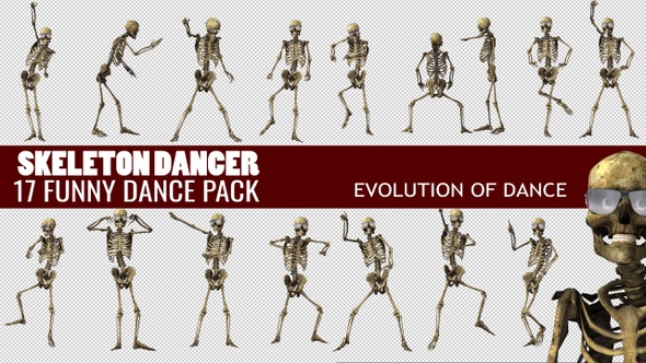 Skeleton Dancer 17 Funny Dance PACK - Evolution of Dance, Motion Graphics