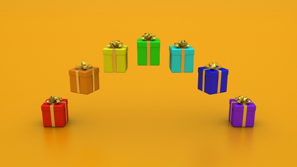 Jumping Gift Boxes Form A Wave, Motion Graphics | VideoHive