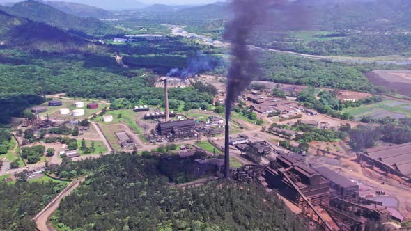 Smoking chimneys in nickel mine, Loma Miranda. Falconbridge or Falcondo ...
