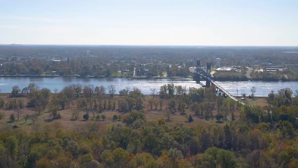Rotating drone shot of the Delaware River in the United States, Stock ...