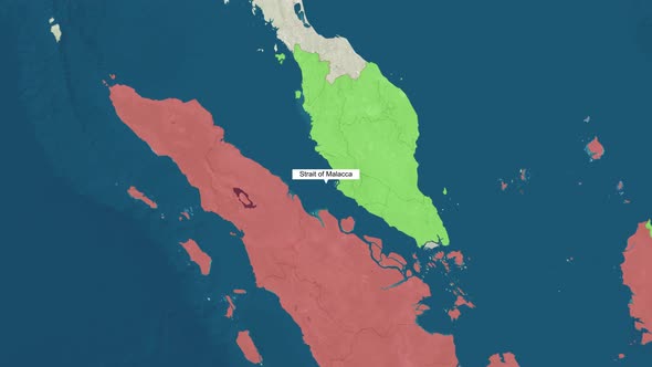 Zoom in to the Map of Strait of Malacca with Text Textless, Motion Graphics
