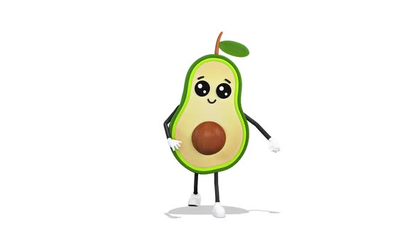 Happy Walk Avocado on White Background, Motion Graphics | VideoHive