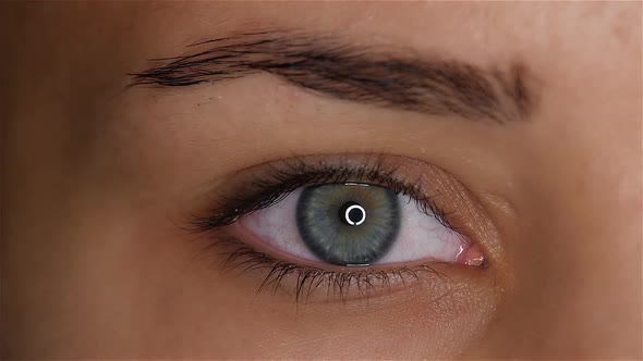 Girl Opens Her Eyes and Her Pupil Increases and Narrows, Slow Motion ...