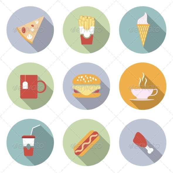 Food Flat Vector Icons by stashom13 | GraphicRiver