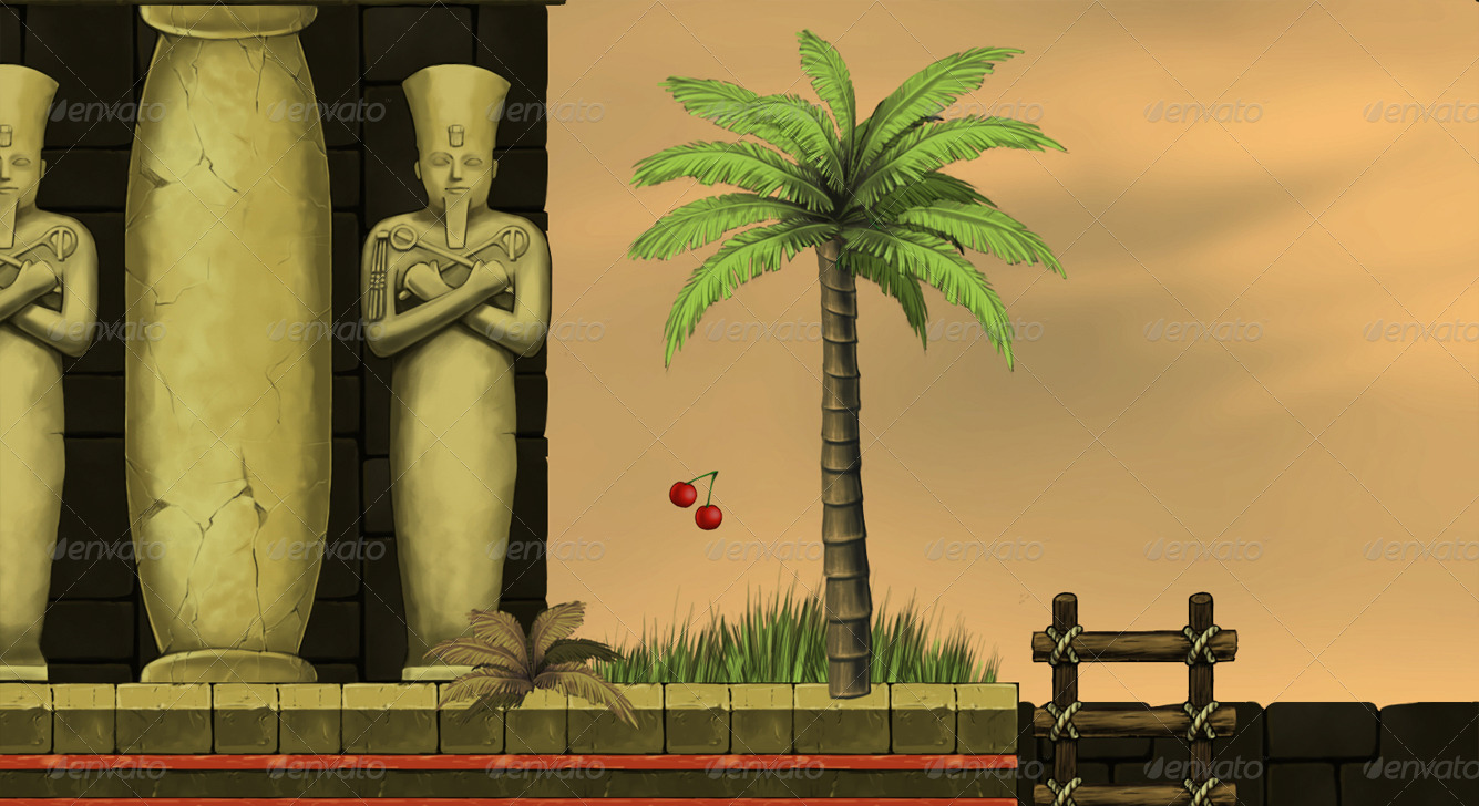 Platform Game Tileset 5: Egyptian Temple, Game Assets | GraphicRiver