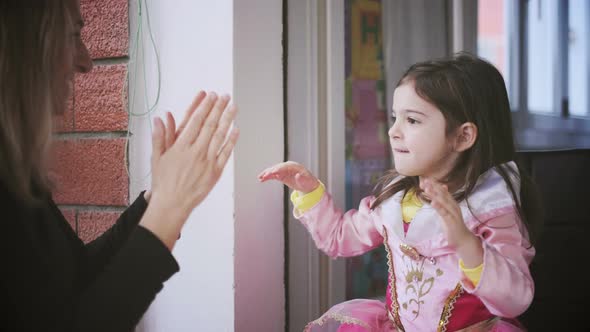 Clapping Hands Play Patty Cake Game Mom and Baby Girl Child Dressed As ...