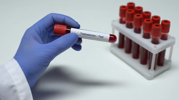 Testosterone Doctor Showing Blood Sample in Tube Lab Research Health ...