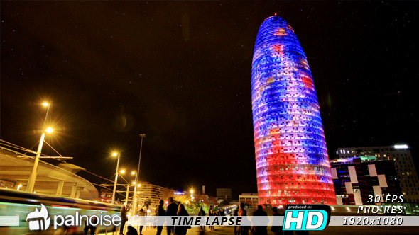 LED Tower Barcelona, Stock Footage | VideoHive