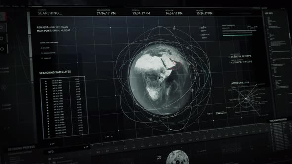 Modern Scanner is analyzing the earth map from space to find satellites ...