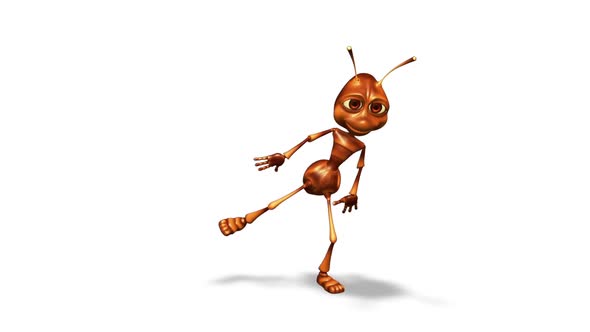 Cartoon 3D Ant Dance Looped on White Background, Motion Graphics ...