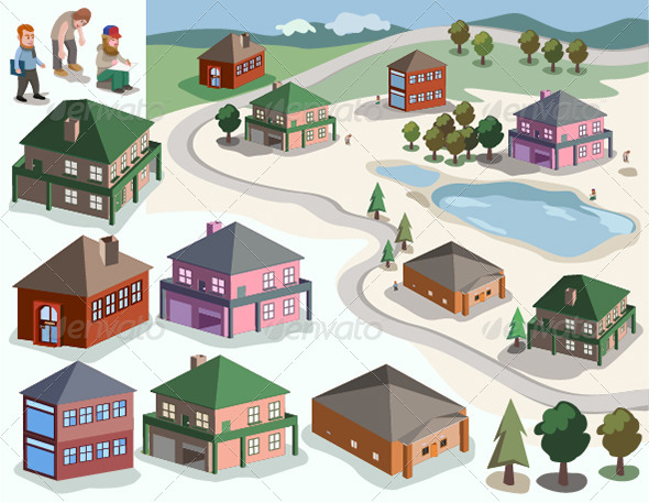 Map of Residential Buildings , Vectors | GraphicRiver