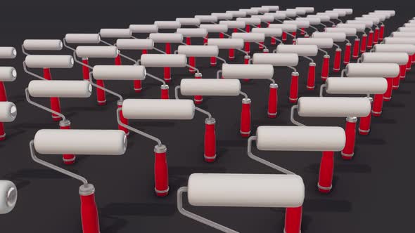 A Lot Of Paint Rollers In A Row 4k, Motion Graphics | VideoHive