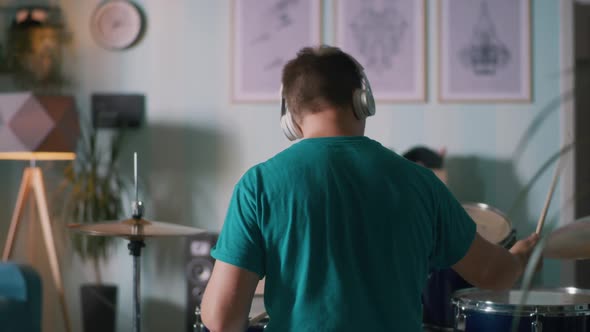 Anonymous Musician Playing Drums at Home, Stock Footage | VideoHive