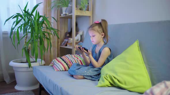 Little Young Girl Child Stay Home In Room, Stock Footage | VideoHive
