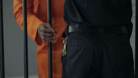 Afro-American Prisoner Stealing Keys From Security Guard, Preparing ...