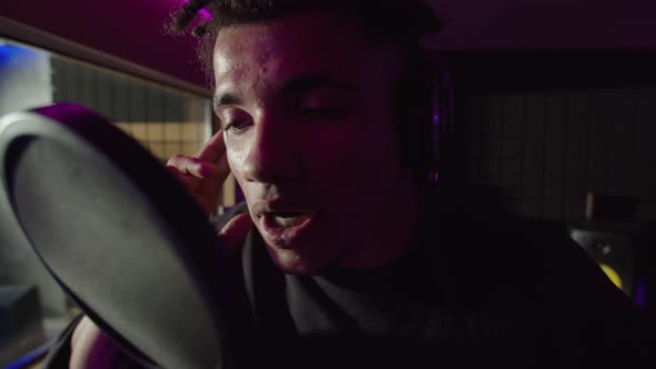 Closeup Portrait of Lyrical African American RnB Artist Singing ...