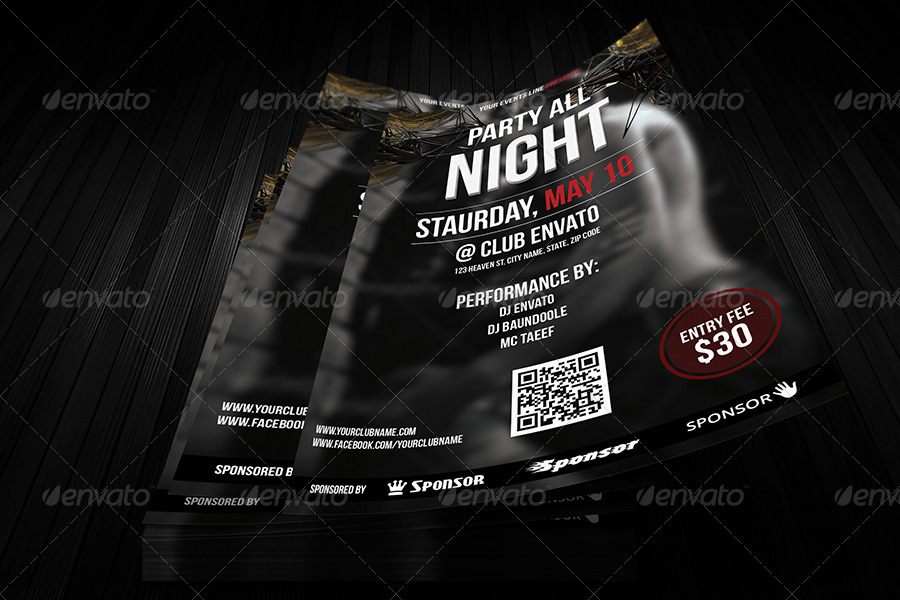 Party All Night Flyer, Print Templates | GraphicRiver