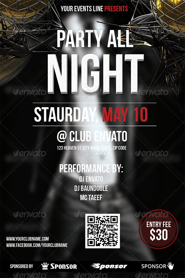 Party All Night Flyer, Print Templates | GraphicRiver