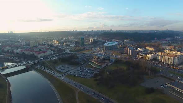 Aerial view of the downtown of Vilnius, Lithuania, Stock Footage ...