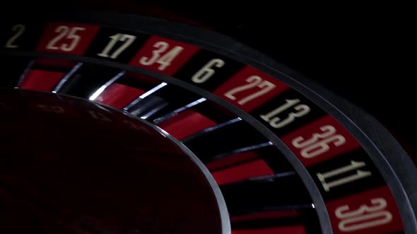 Part of Roulette Wheel Starts Running, Numbers, Close Up, Stock Footage