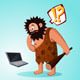 Caveman Found a Laptop, Vectors | GraphicRiver