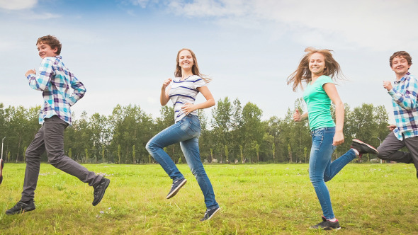 Teens Having Fun the Meadow, Stock Footage | VideoHive