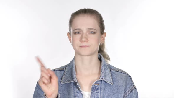 Portrait of Casual Young Woman Waving Finger to Refuse, Stock Footage