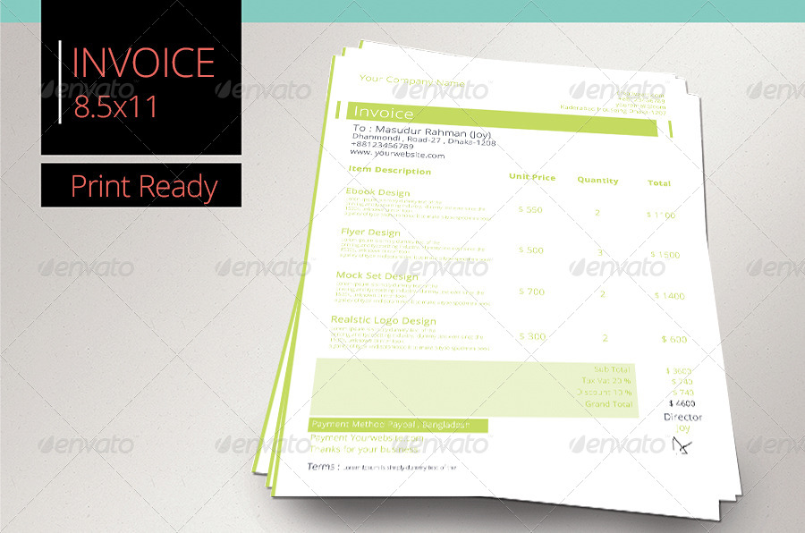 Flat Invoices , Print Templates | GraphicRiver