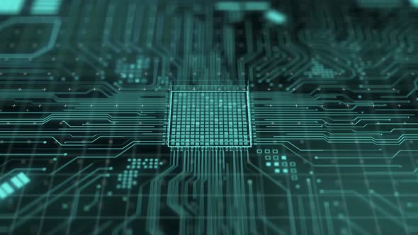 Hacker Attack Computer Hardware Microchip While Process Data Through Internet Network Motion 6093