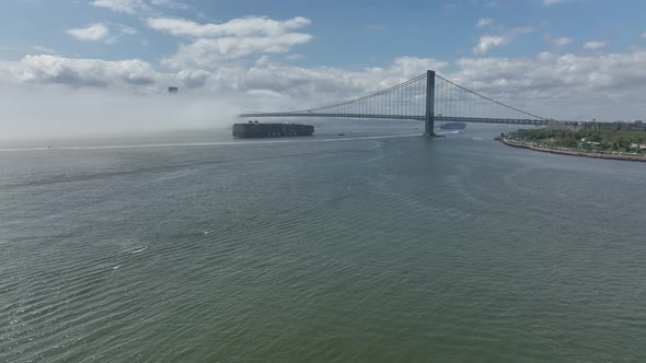 An aerial view of Gravesend Bay in Brooklyn, NY on a cloudy day with ...
