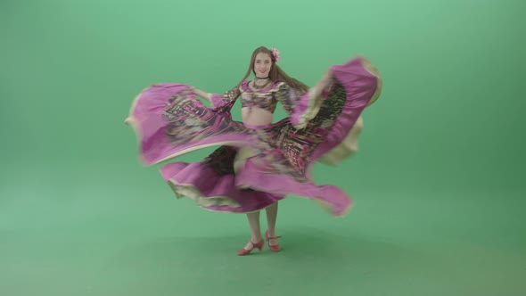 Elegant Tzigane Romana Gypsy Balkan Women Spining Pink Dress Dancing ...