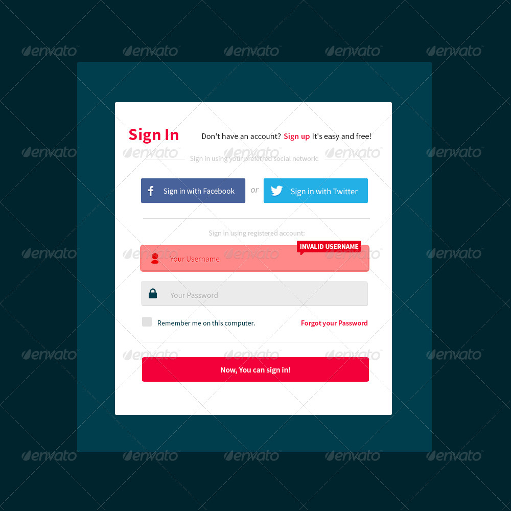 Flat Authentificator Sign In / Signup Process, Web Elements | GraphicRiver