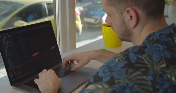 Close Up Man Coding Html And Programming On Screen Monitors Development Web Developer Stock