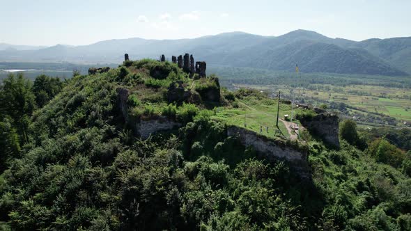 The Khust Castle in Transcarpathia Aerial View Western Ukraine, Stock ...