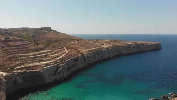 Aerial drone video from western Malta, Mgarr area, Fomm ir-Rih bay ...