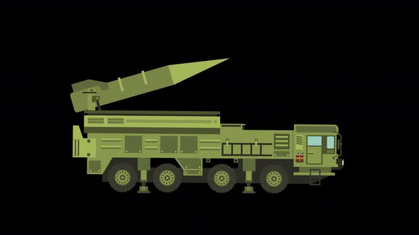 Rocket launcher truck animation. Ballistic missile anti-aircraft with ...
