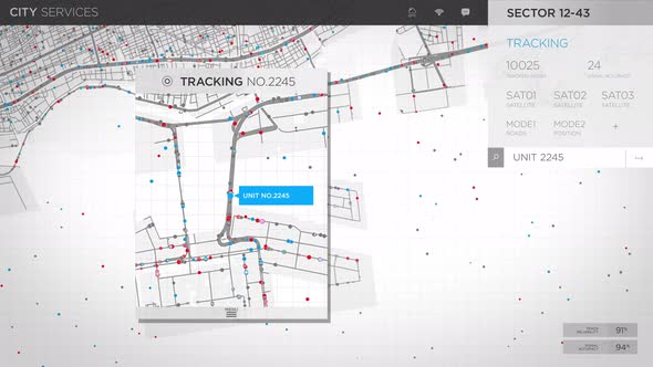 Smart Map Navigation Computer Interface Scans Destination Of Car Route ...