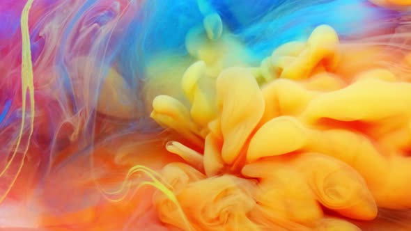 Ink in Water Exploding Mixing in Slow Motion. Paint Splash Swirling ...